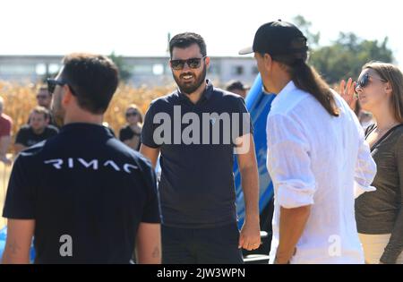 CEO of Bugatti Rimac Mate Rimac accompanied by his wife Katarina at the ...