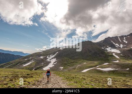 Hiking landscape views in Yukon Territory, Canada during summer with ...
