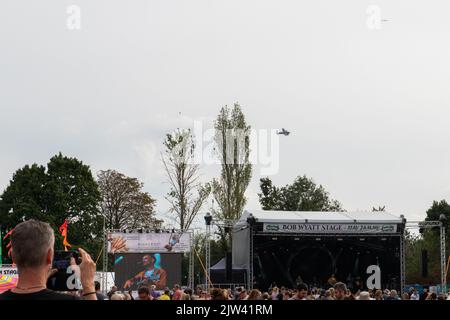Wallingford, England, 3rd September 2022. The flypast from the BBMF ...