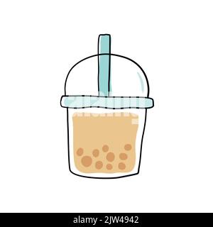 Milk Bubble Tea. Doodle drawing vector for logo, design Stock Vector ...
