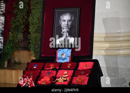 September 3, 2022. - Russia, Moscow. - A mourning ceremony for first ...