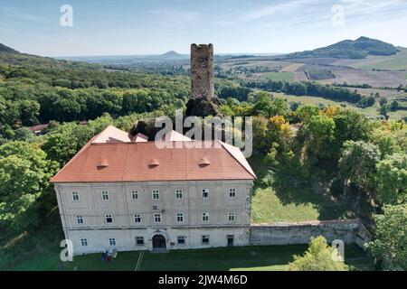 historical old castle Skalka aerial panorama view,Czech republic,Ceske ...