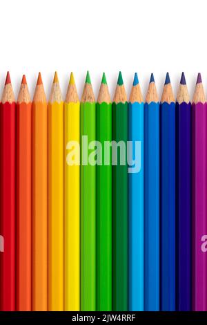 Colorful rainbow pencil color frame border background. Colorful pencil ...