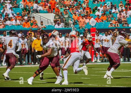 Miami linebacker Caleb Johnson (40) during an NCAA football game on ...