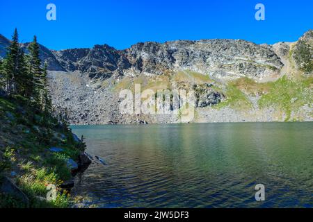 cliff lake below belle point in the tobacco root mountains near ...