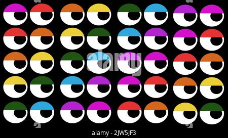 A pattern of eyes with the color of eyelid in rainbow spectrum Stock ...