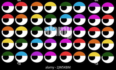 A pattern of eyes with the color of eyelid in rainbow spectrum Stock ...