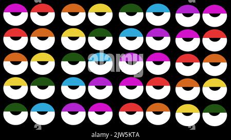 A pattern of eyes with the color of eyelid in rainbow spectrum Stock ...