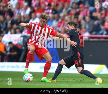 Berlin, Germany. 3rd Sep, 2022. Sadio Mane (L) of Bayern Munich breaks ...