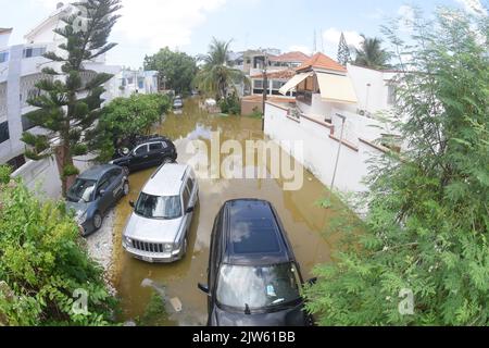 Dakar, Senegal. 3rd Sep, 2022. A woman waits for customers after ...