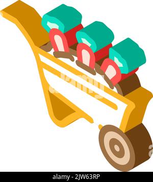 Red wheelbarrow icon. Isometric of red wheelbarrow vector icon for web ...