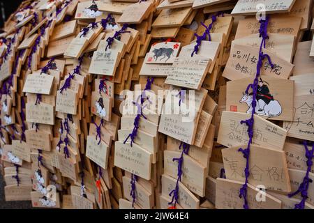 Overloaded rack of ema wooden prayer plaques school entrance exam time ...