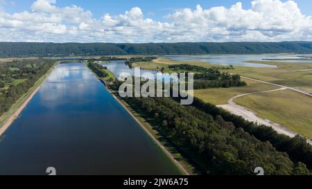 Drone aerial photograph of the rowing course at the Sydney ...