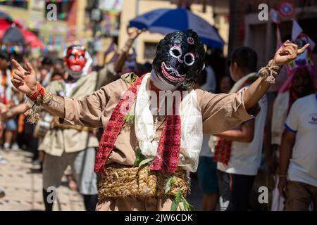All Souls' Day. Also conscript SAPARU JATRA in Newari. Masks with head ...