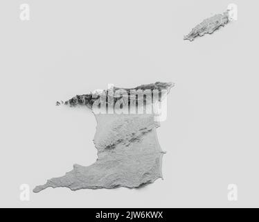 Relief map of Trinidad and Tobago with shaded relief Stock Photo - Alamy