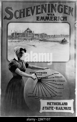 Woman in the traditional costumes of Scheveningen; Scheveningen Prov ...