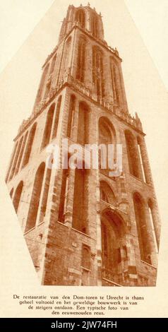 View of the Dom tower (Domplein) in Utrecht with the statue Jan van ...