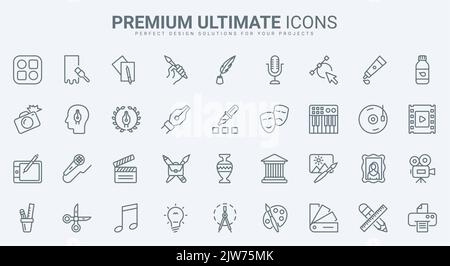 Photo art icons, line symbols, web signs, vector set, isolated ...