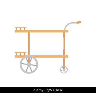 Cute bar cart with alcohol. Home interior concept. Cartoon flat style ...