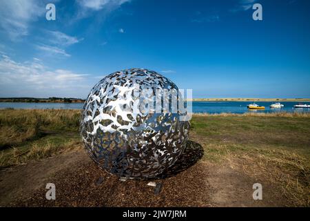 Bird sphere statue in Amble Stock Photo - Alamy