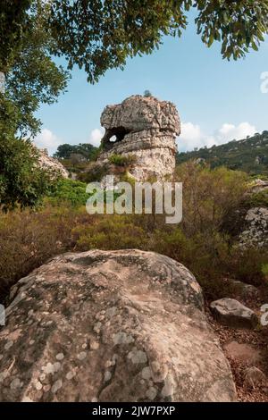 Scenery. Alcornocales Natural Park. View of the rock called La Montera ...
