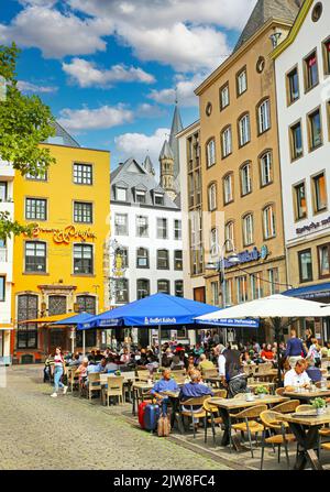 Cologne (Heumarkt), July 9. 2022: Beautiful market square in historical ...