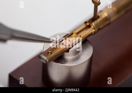 Transmission electron microscope sample holder been loaded with an ...