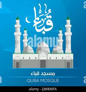 Saudi Arabia, Medina, Quba Mosque, travel landmark vector illustration ...