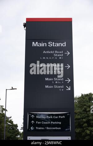 Direction signs at Anfield stadium - home of FC Liverpool - LIVERPOOL ...