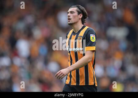 A dejected Jacob Greaves #4 of Hull City after the Sky Bet Championship ...
