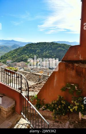 Panoramic view of Calitri, a picturesque village in the province of ...