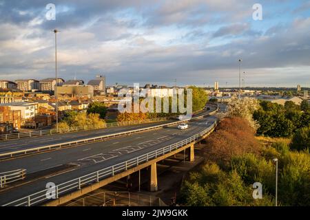Gateshead UK: 3rd Oct 2021: The A167 flyover in Gateshead city centre ...
