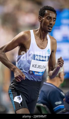 Yomif Kejelcha of Ethiopia competing in the men’s 5000m at the Oslo ...