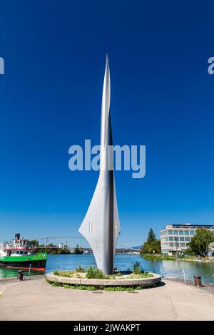 Tripoint monument (Dreiländereck) marking the point where the Swiss ...