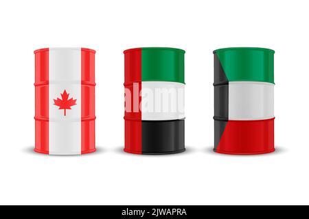 Oil Embargo. Vector 3d Realistic Metal Enamel Oil Barrel Isolated on ...