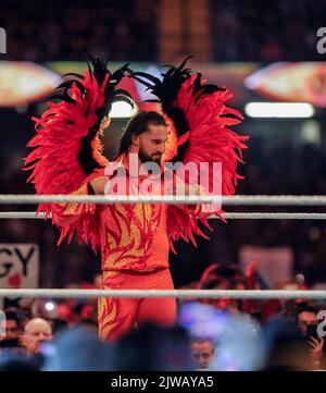 September 3, 2022: Seth 'Freakin' Rollins arrives during WWE Clash at the Castle, Cardiff 2022 ...