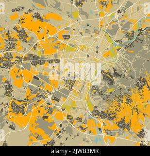 Turin map. Detailed vector map of Turin city administrative area. Dark ...