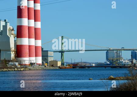 Tufts Cove Electrical Generating Station with smoke stacks in the ...