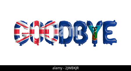 3d illustration of goodbye letter balloon in Guam flag isolated on ...