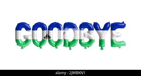 3d illustration of goodbye letter balloon in Guam flag isolated on ...