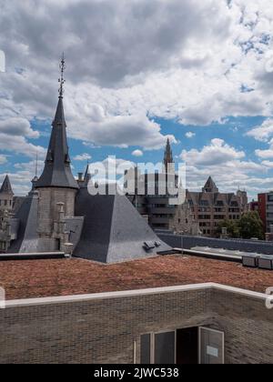 Aerial view of Grand Place square and Town Hall (Hôtel de Ville de ...