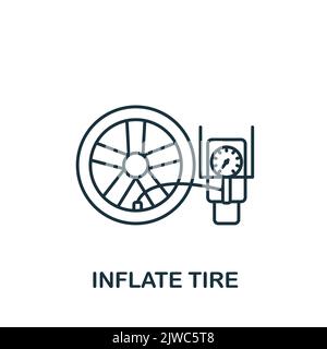 inflate tire line icon, outline symbol, vector illustration, concept ...