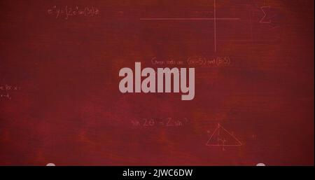 Image of mathematical equations on red background Stock Photo - Alamy