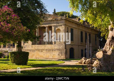 Beautiful cityscape with Corfu Museum of Asian Art on the Greek island ...
