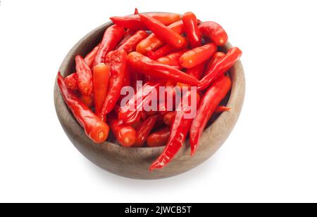 Red chilli pepper cut in two showing the internal membrane and seeds ...