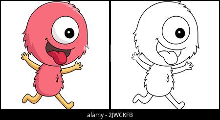 One Eyed Monster Coloring Page for Kids Stock Vector Image & Art - Alamy