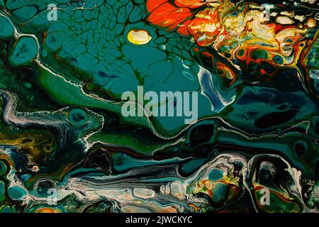 Marble ink colorful. Orange and Green marble pattern texture abstract ...