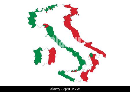 Italy logo: silhouettes of Italy, with the colors of the flag ...