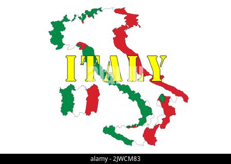 Italy logo: silhouettes of Italy, with the colors of the flag ...