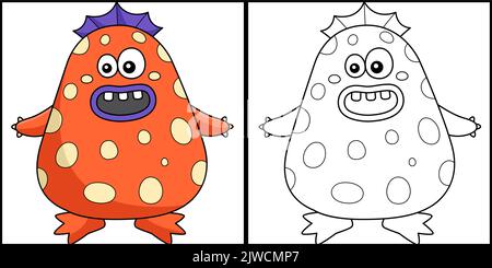 Monster Fish Coloring Page Colored Illustration Stock Vector Image ...